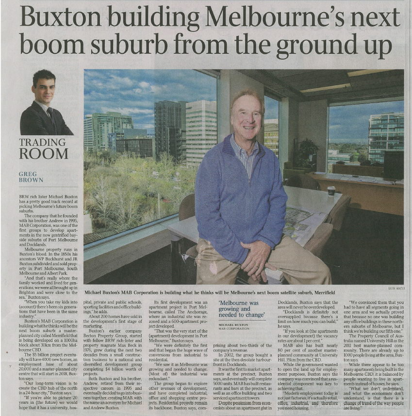 Buxton building Melbourne's next boom suburb from the ground up - MAB